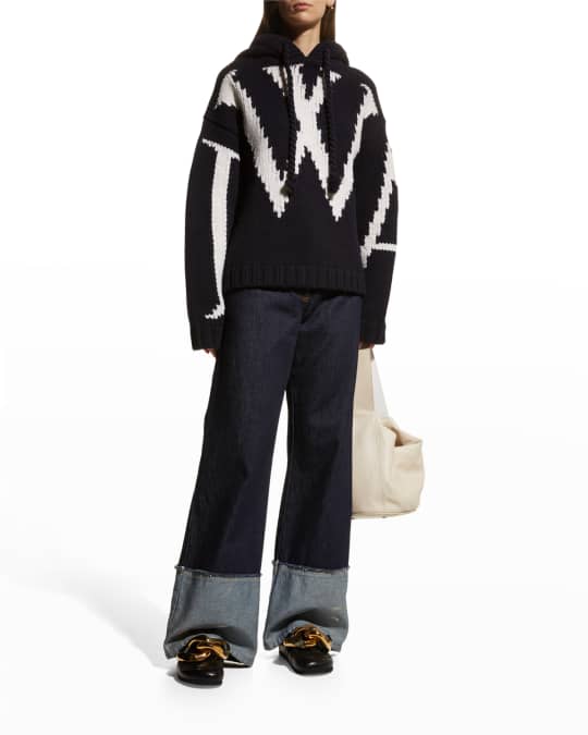 JW Anderson JWA Logo Chunky Knit Hoodie | Neiman Marcus