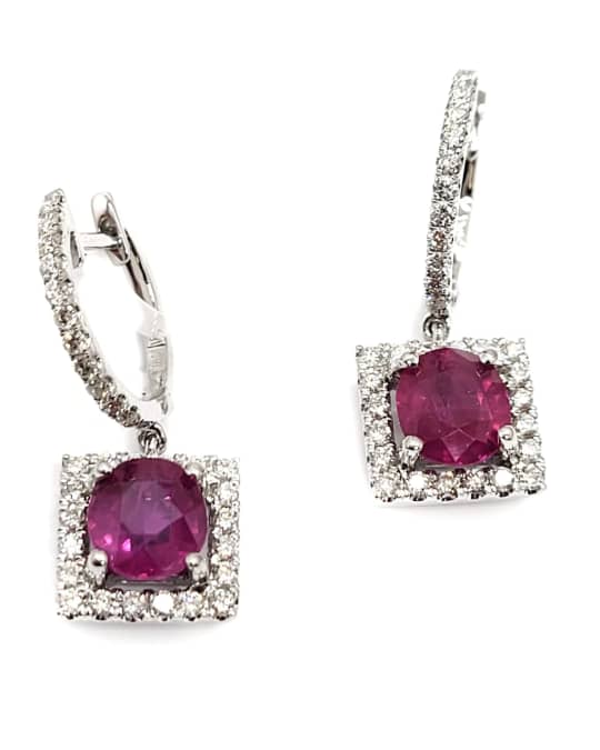 Andreoli 18K White Gold Diamond and Burma Ruby Earrings | Neiman Marcus