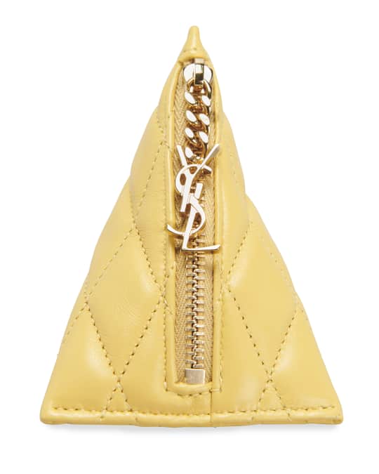 Saint Laurent Triangle YSL Quilted Pouch Key Chain | Neiman Marcus