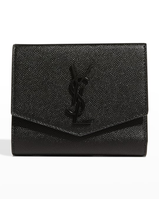 Saint Laurent Uptown Grained YSL Compact Wallet | Neiman Marcus