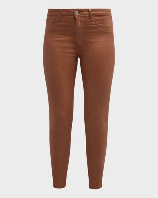 L'Agence Margot High-Rise Coated Skinny Jeans | Neiman Marcus