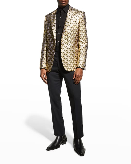 Versace Men's Greca Monogram Metallic Blazer | Neiman Marcus