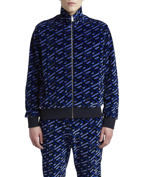 Versace Men's Greca Chenille Track Jacket | Neiman Marcus