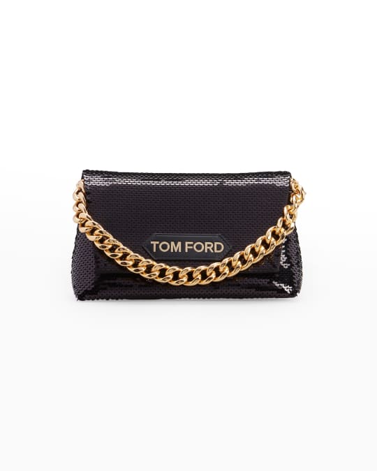 TOM FORD Label Mini Bag in Sequin with Chain | Neiman Marcus