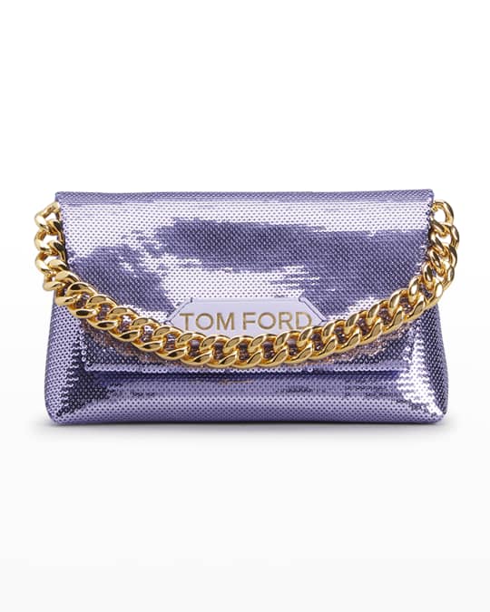 TOM FORD Label Mini Bag in Sequin with Chain | Neiman Marcus