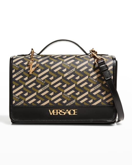 Versace Greca Print Top Handle Shoulder Bag | Neiman Marcus