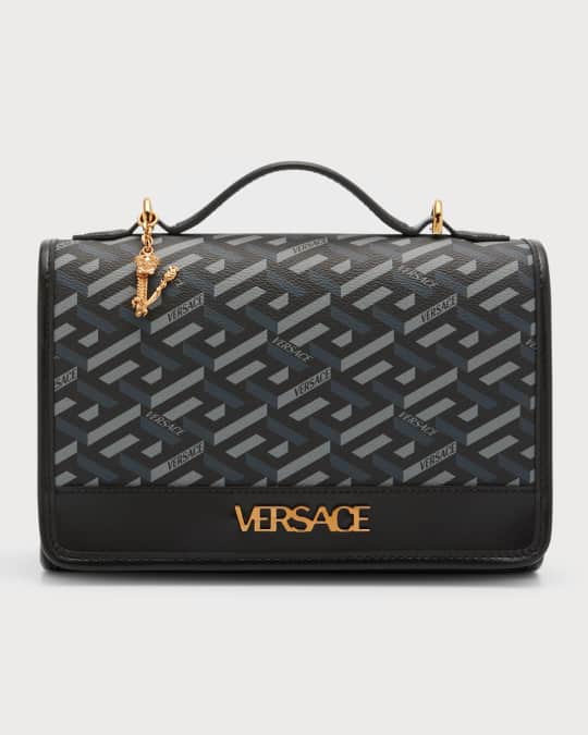 Versace Greca Print Top Handle Shoulder Bag | Neiman Marcus