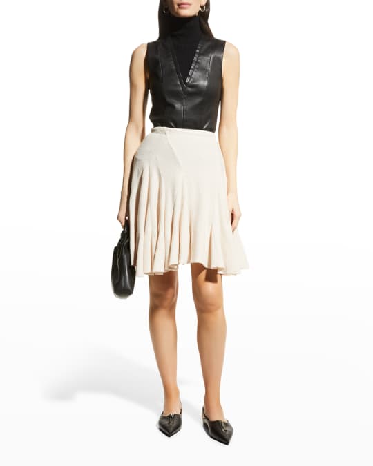 Rebecca Taylor Fluted Wool Skirt | Neiman Marcus