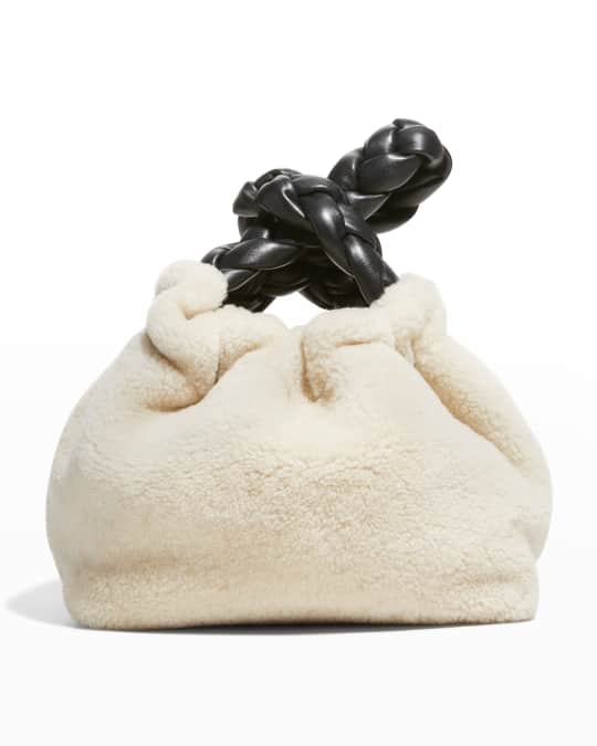 DeMellier Santa Monica Braided Shearling Top-Handle Bag | Neiman Marcus