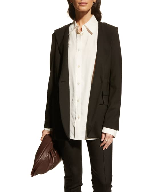 Theory Hooded Drape Double-Knit Jacket | Neiman Marcus