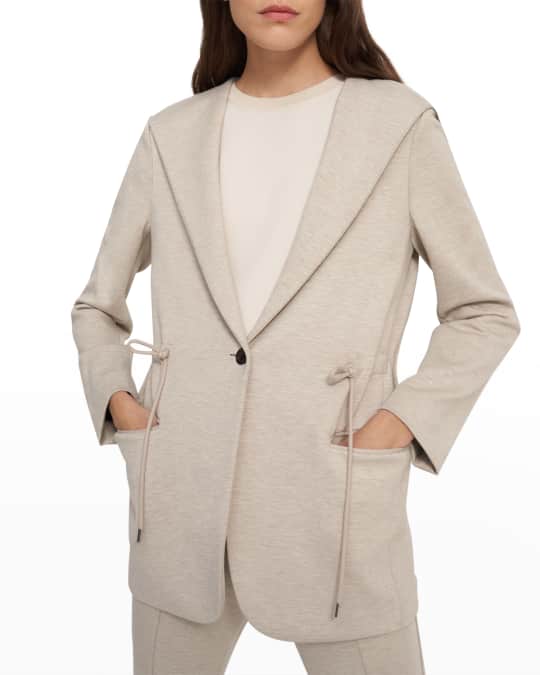 Theory Hooded Drape Double-Knit Jacket | Neiman Marcus