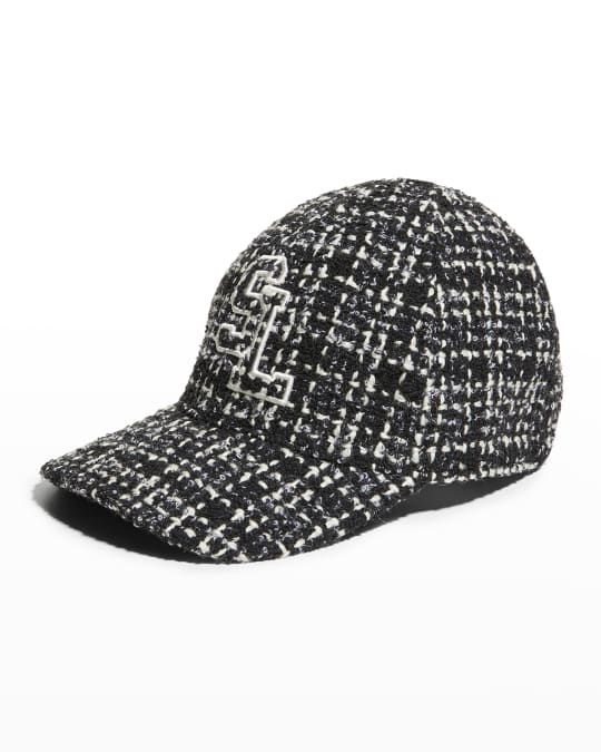 Saint Laurent SL Logo Tweed Baseball Cap | Neiman Marcus