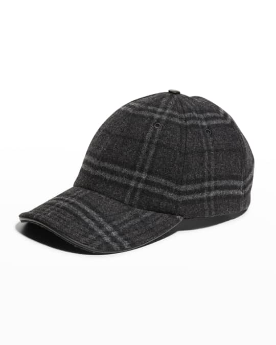 Burberry Men's Wool Check Baseball Cap | Neiman Marcus