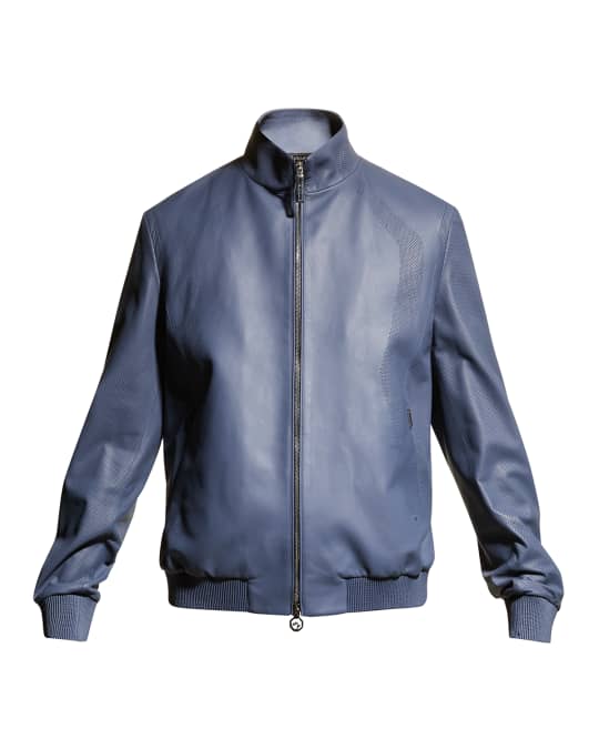 Stefano Ricci Men's Perforated Leather Zip Blouson | Neiman Marcus