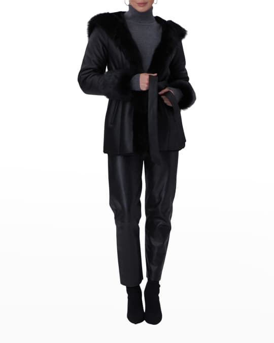 Gorski Hooded Toscana Shearling Jacket | Neiman Marcus