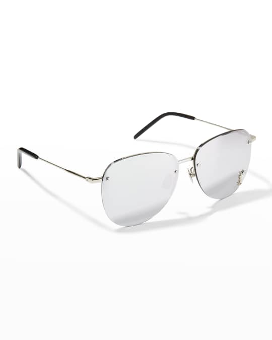 Saint Laurent YSL Semi-Rimless Metal Aviator Sunglasses | Neiman Marcus