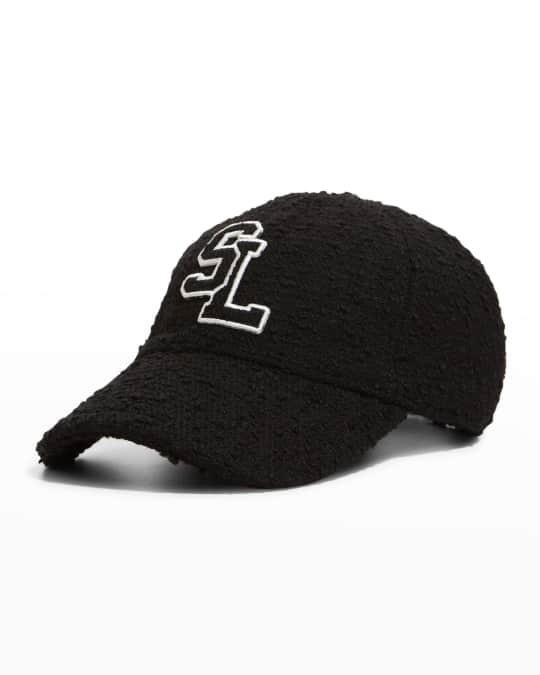 Saint Laurent SL Logo Tweed Baseball Cap | Neiman Marcus