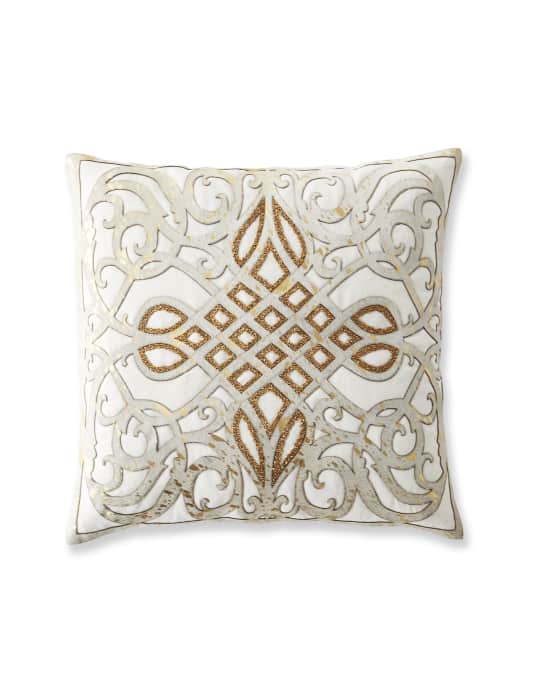 Callisto Home Aleksi Gold Hidden Applique Pillow, 22" | Neiman Marcus