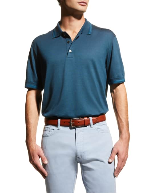 ZEGNA Men's Silk-Cotton Polo Shirt | Neiman Marcus