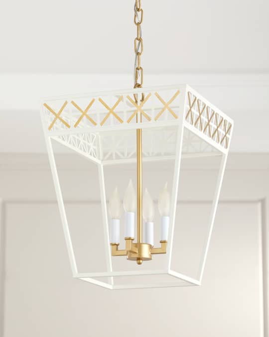 Old World Design Caitlyn Gloss White & Gold Lantern | Neiman Marcus