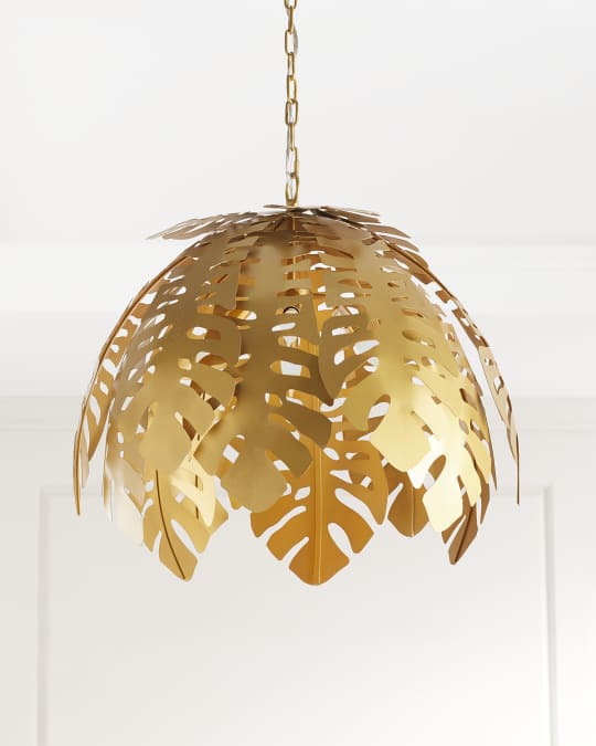 Old World Design Gold Tropical Leaf 24" Chandelier | Neiman Marcus