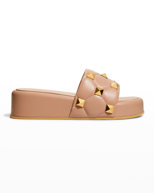 Valentino Garavani Roman Stud 50mm Slides | Neiman Marcus