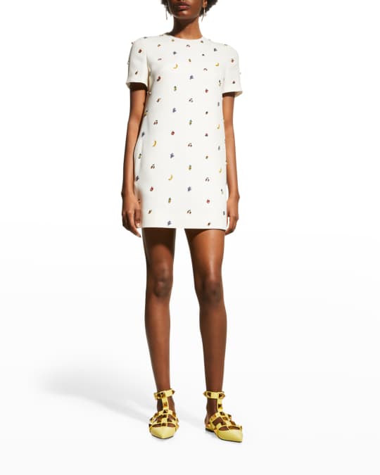Valentino Garavani Fruit-Embellished Shift Mini Dress | Neiman Marcus