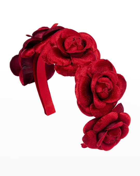 Jennifer Behr Rosalia Rose Silk Velvet Headband | Neiman Marcus