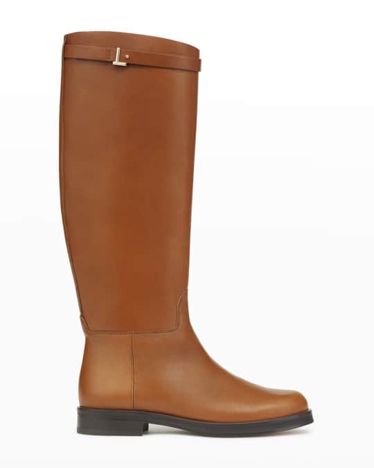 Lafayette 148 New York Wren Leather Buckle Riding Boots | Neiman Marcus