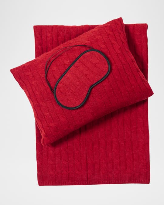 Sofia Cashmere Cashmere Cable-Knit Travel Set | Neiman Marcus