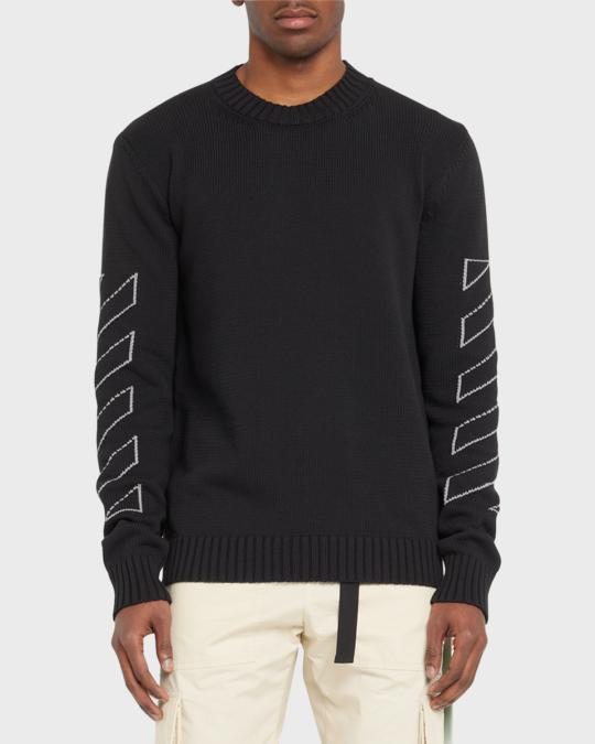 Off-White Men's Diagonal Arrows Intarsia Sweater | Neiman Marcus