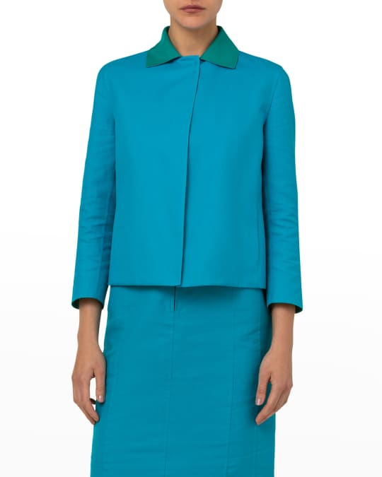Akris Colorblock Collared Jacket | Neiman Marcus