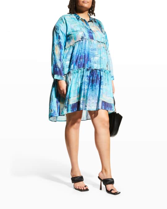 Johnny Was Plus Size Peppermint Silk Dress w/ Slip | Neiman Marcus