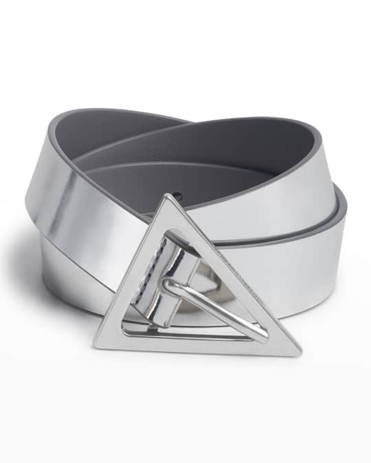 Bottega Veneta Triangle Metallic Leather Buckle Belt | Neiman Marcus