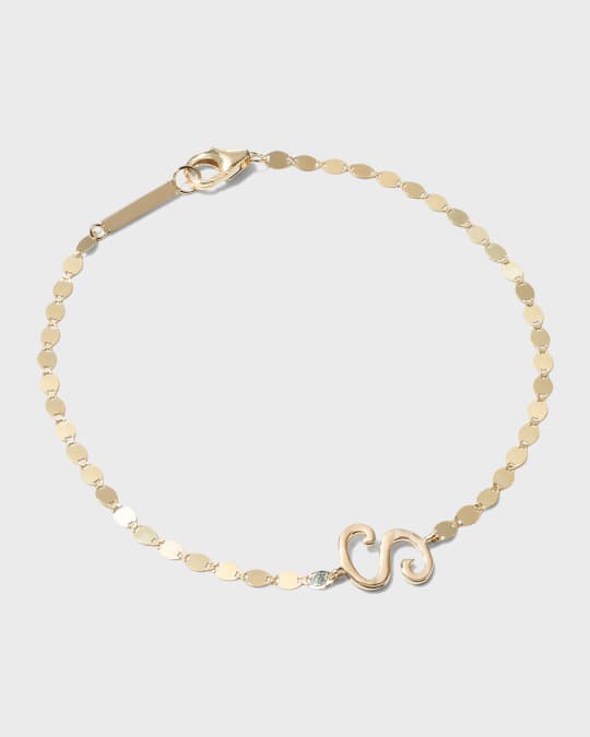 LANA Micro Cursive Initial Bracelet | Neiman Marcus