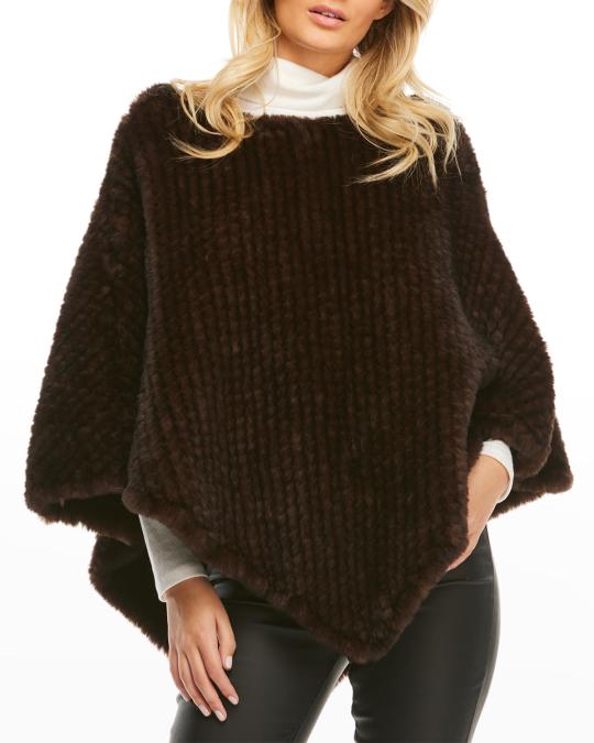 Fabulous Furs Knitted Faux-Fur Poncho | Neiman Marcus