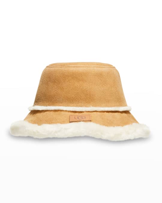 UGG Suede Shearling Bucket Hat | Neiman Marcus