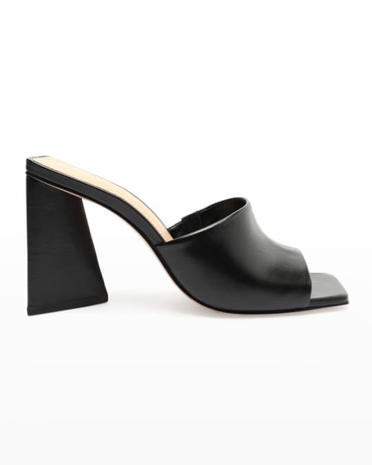 Schutz Leather Open-Toe Heeled Slide Sandals | Neiman Marcus