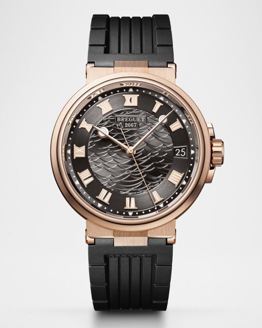 Breguet 42mm 18K Rose Gold Marine Watch with Rubber Strap | Neiman Marcus