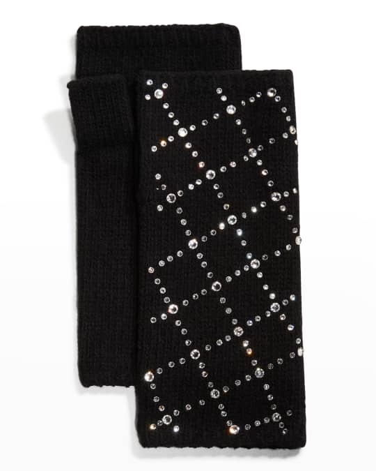 Carolyn Rowan Crystal Grid Fingerless Gloves | Neiman Marcus