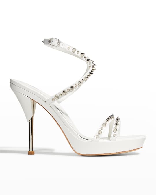 McQueen Punk Spike Leather Ankle-Strap Sandals | Neiman Marcus