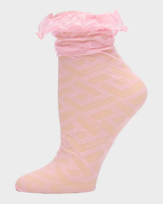 Versace Greca Ruched Mesh Socks | Neiman Marcus