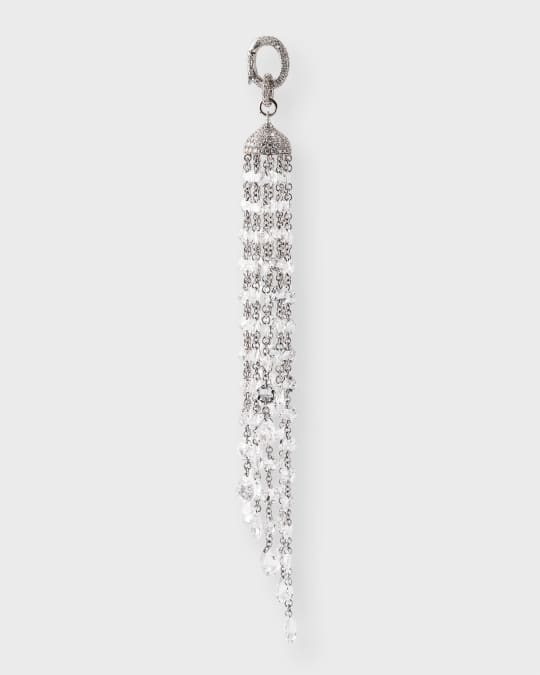 64 Facets 18K White Gold Spiral Tassel Pendant with Round and Pear Rose ...