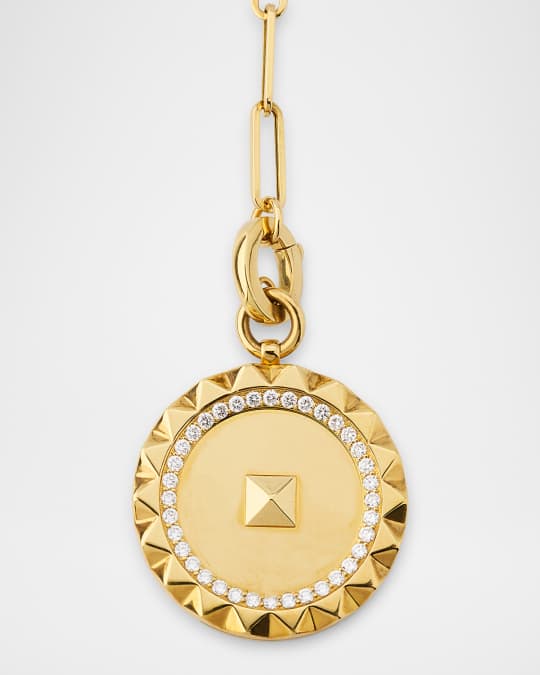 Roberto Coin 18K Yellow Gold Obelisco Medallion Diamond Necklace ...
