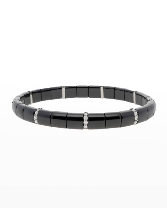 Roberto Demeglio Pura Black Ceramic Stretch Bracelet with Diamonds | Neiman Marcus