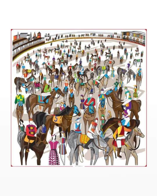 Rani Arabella Horse Race Printed Cashmere-Blend Scarf | Neiman Marcus