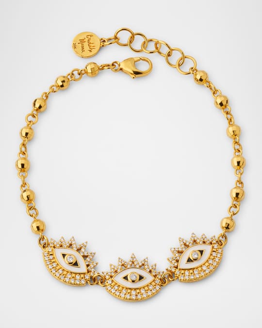 Buddha Mama 20K Double Sided Evil Eye Bracelet with Enamel and Diamonds ...