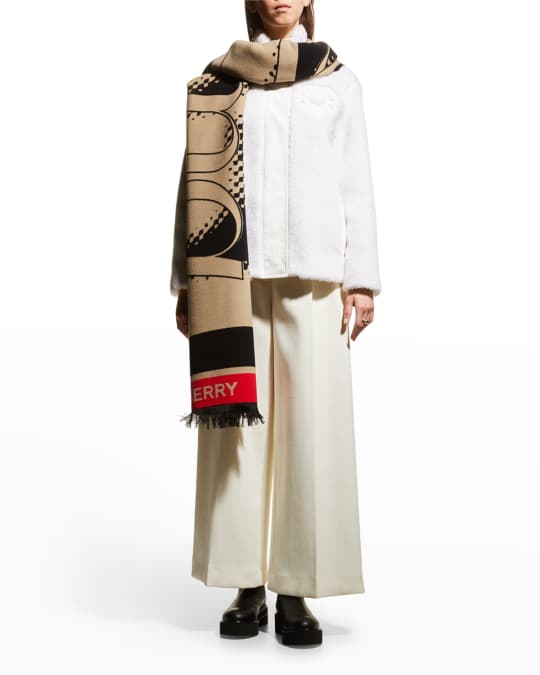Burberry Oversized Logo Football Scarf | Neiman Marcus