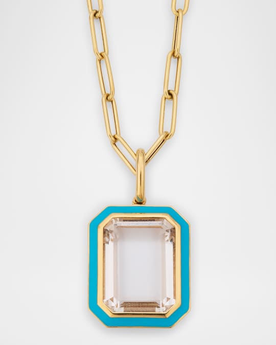 Goshwara 18K Queen Rock Crystal and Turquoise Enamel Pendant Necklace ...
