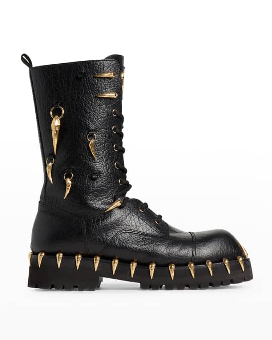 Cavalli Saber Tooth Pierced Combat Boots | Neiman Marcus
